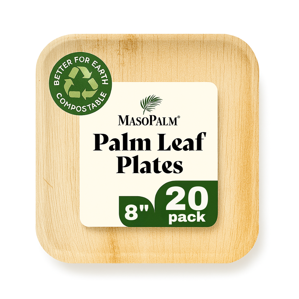 8 inch Square Plates (20 pack) – Maso Palm